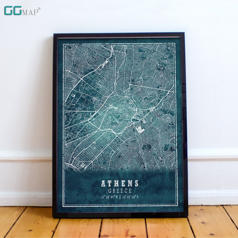 City Map of ATHENS Home Decor Wall Decor Office Map Travel Map Print ...