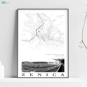City Map of ZENICA Bilino Polje Home Decor Zenica Bilino - Etsy