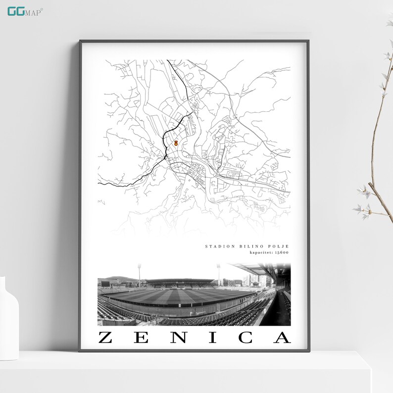 City Map of ZENICA Bilino Polje Home Decor Zenica Bilino - Etsy