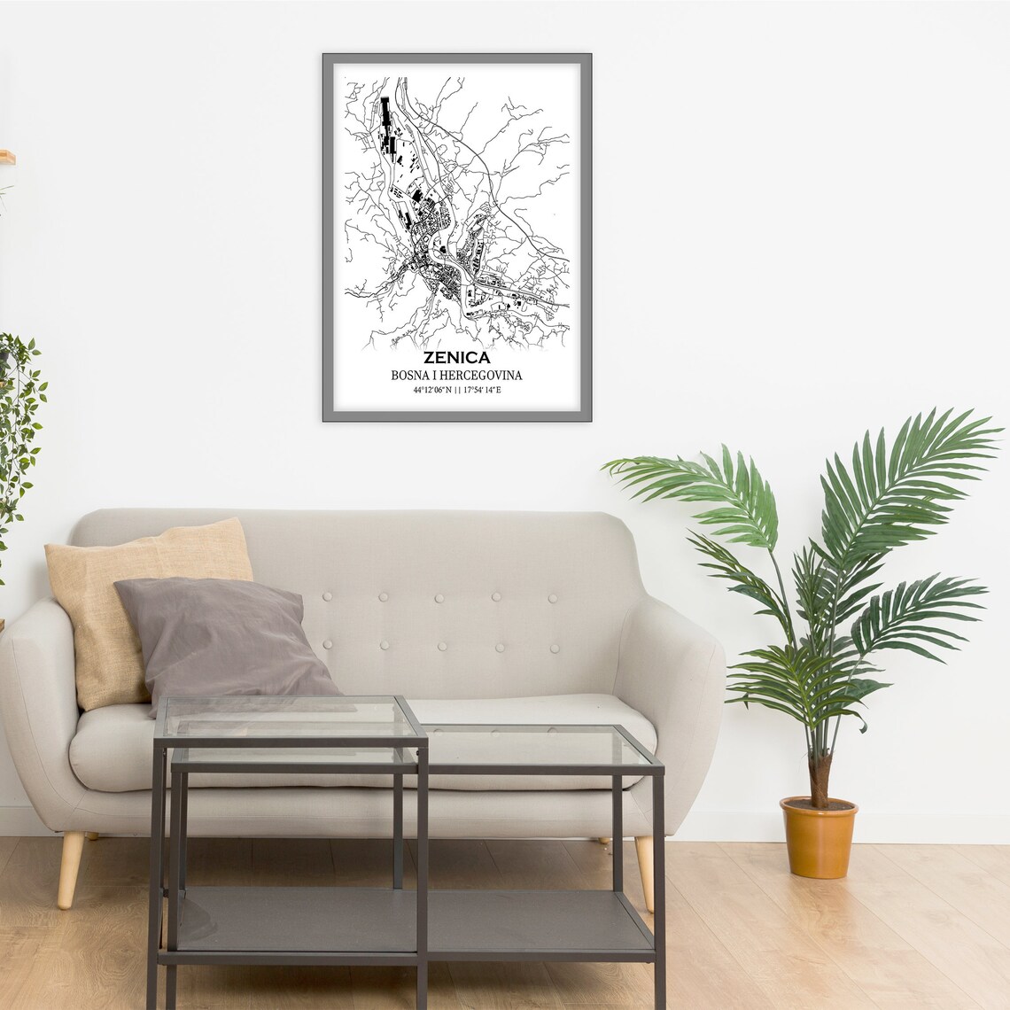 City Map of ZENICA Home Decor Wall Decor Office Map Travel Map Print ...