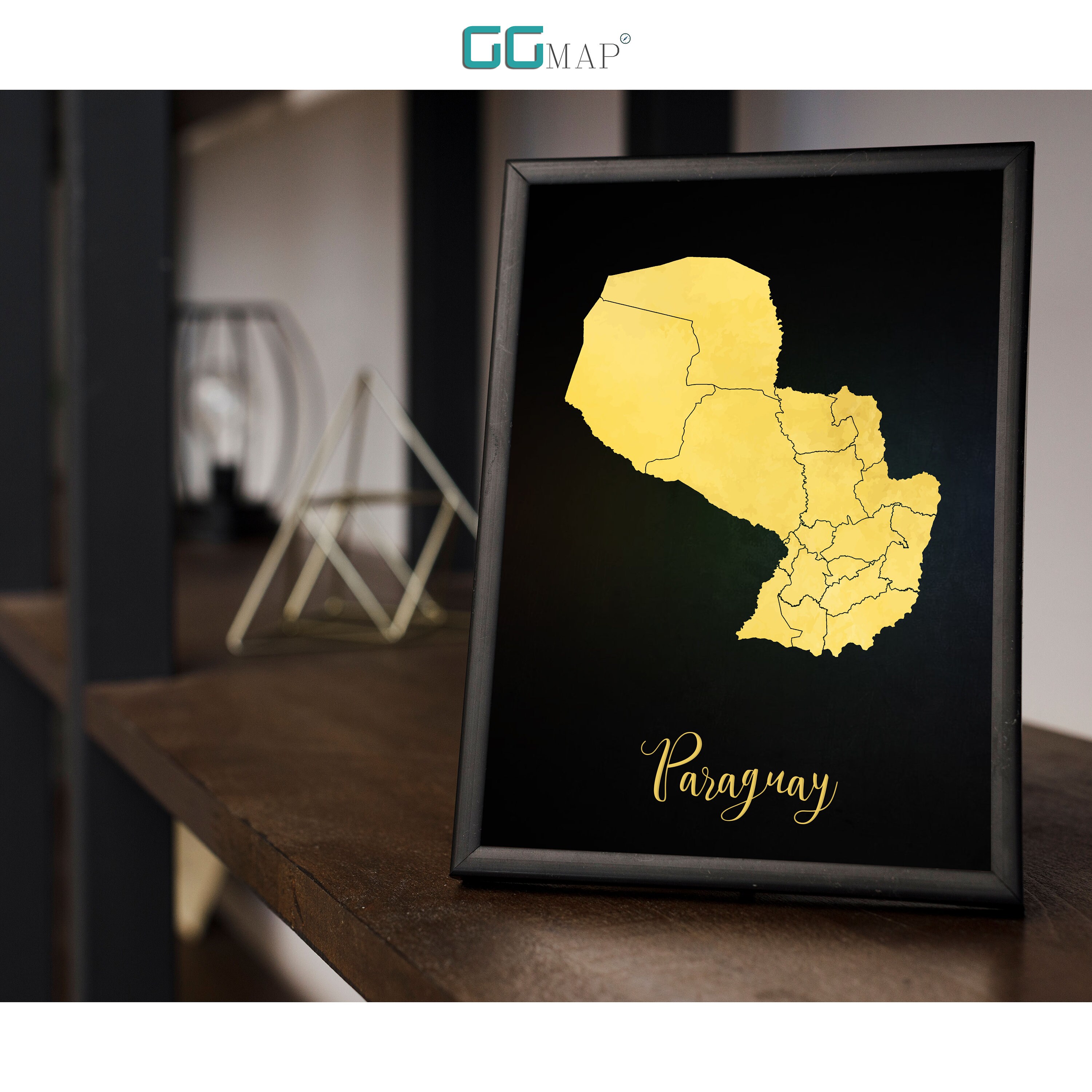 PARAGUAY Map Paraguay Gold Map Travel Poster Home Decor Wall Decor ...