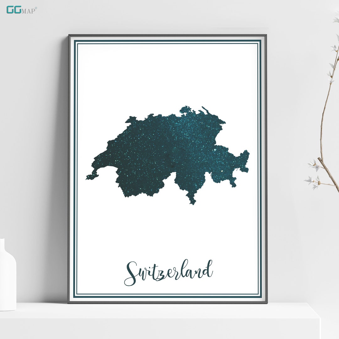 SWITZERLAND Map Switzerland Stars Map Travel Poster Home Decor Wall ...