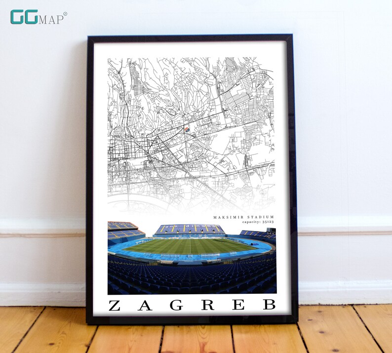 City Map of ZAGREB Stadium Maksimir Home Decor Stadium - Etsy