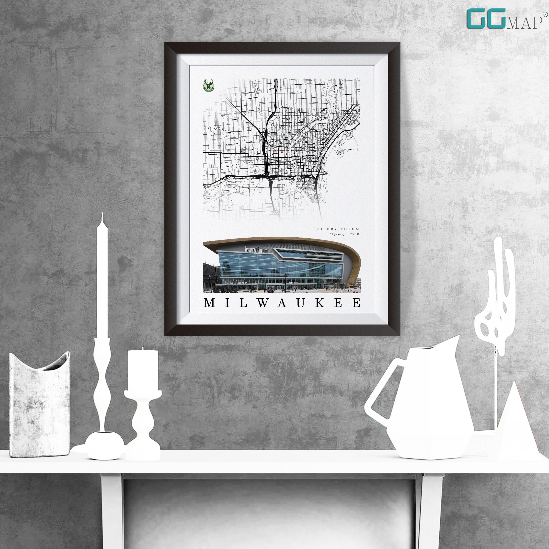 City Map of MILWAUKEE Fiserv Forum Home Decor Milwaukee Fiserv Forum ...