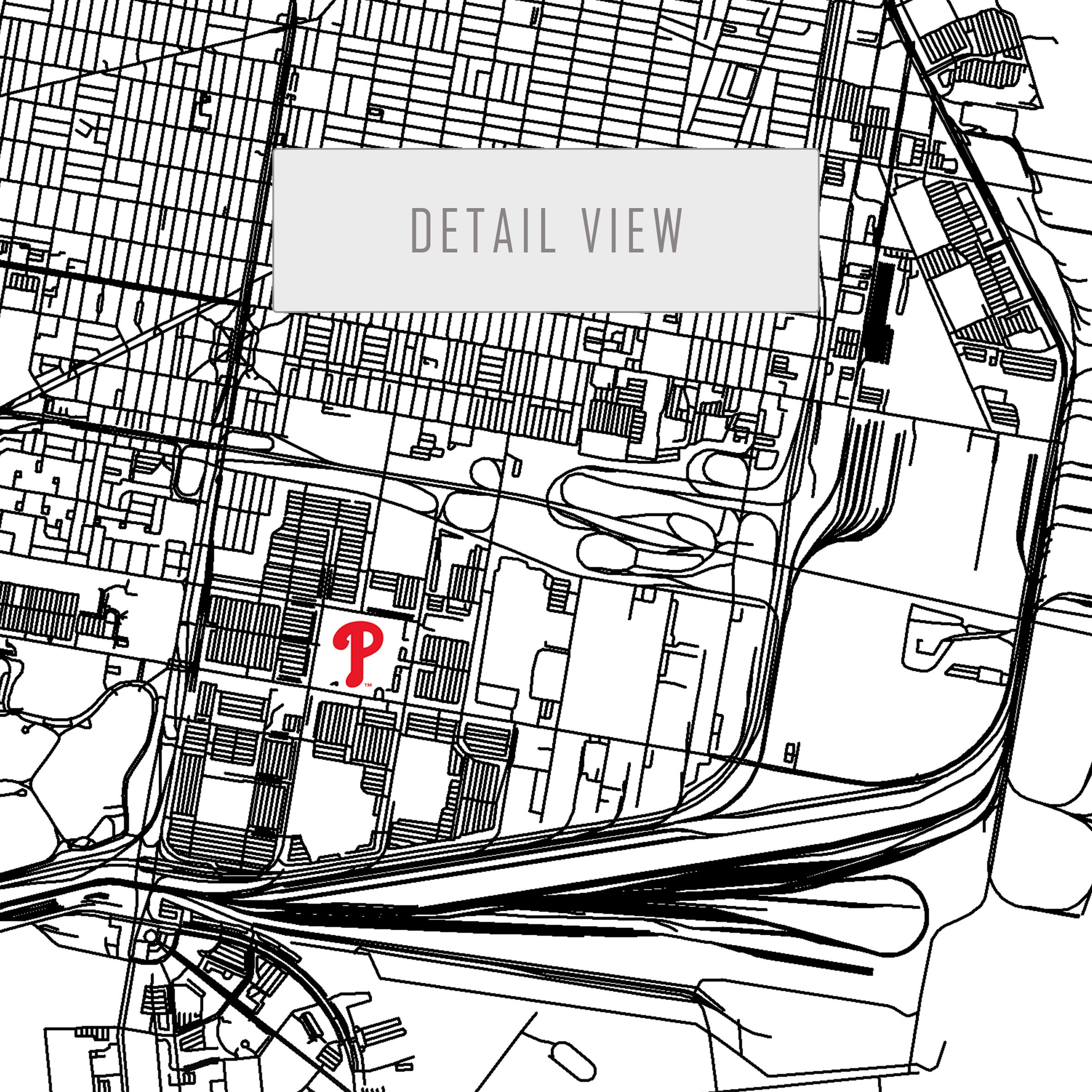 City Map of PHILADELPHIA Home Decor Philadelphia Citizens Bank Park ...