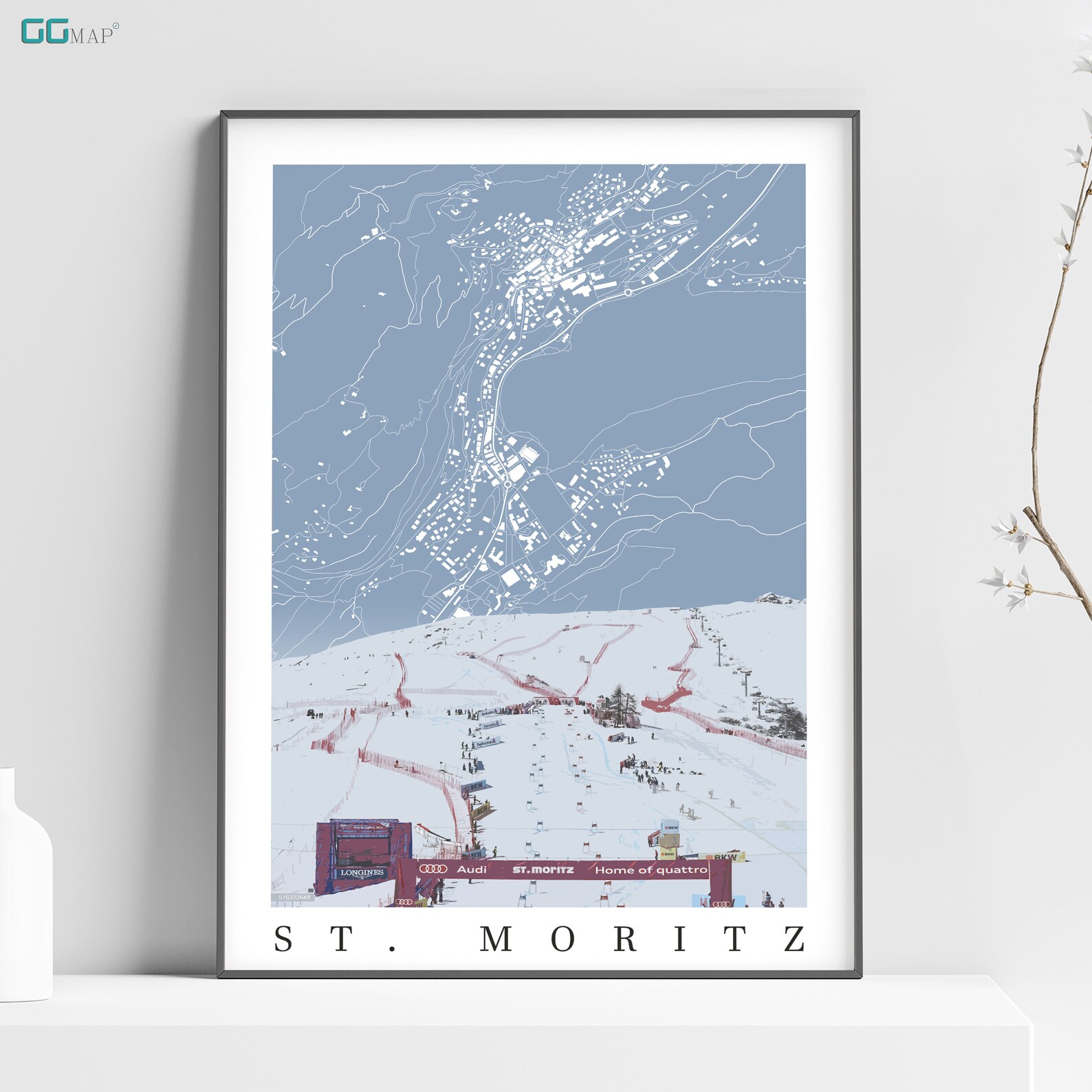 City Map of ST. Moritz St. Moritz Skiing St. Moritz Skiing - Etsy