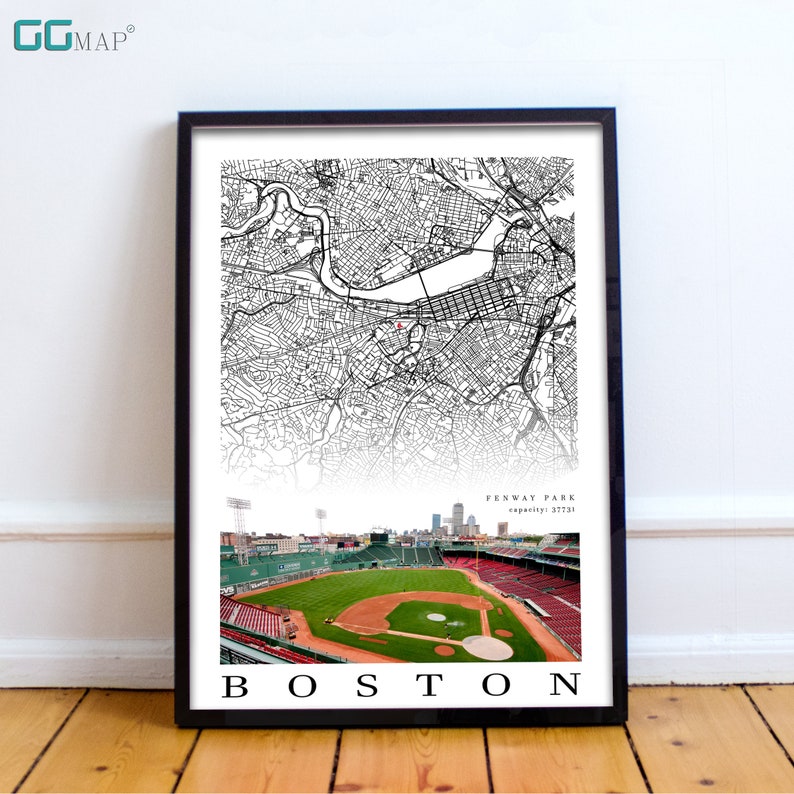City Map of BOSTON Fenway Park Home Decor New York - Etsy