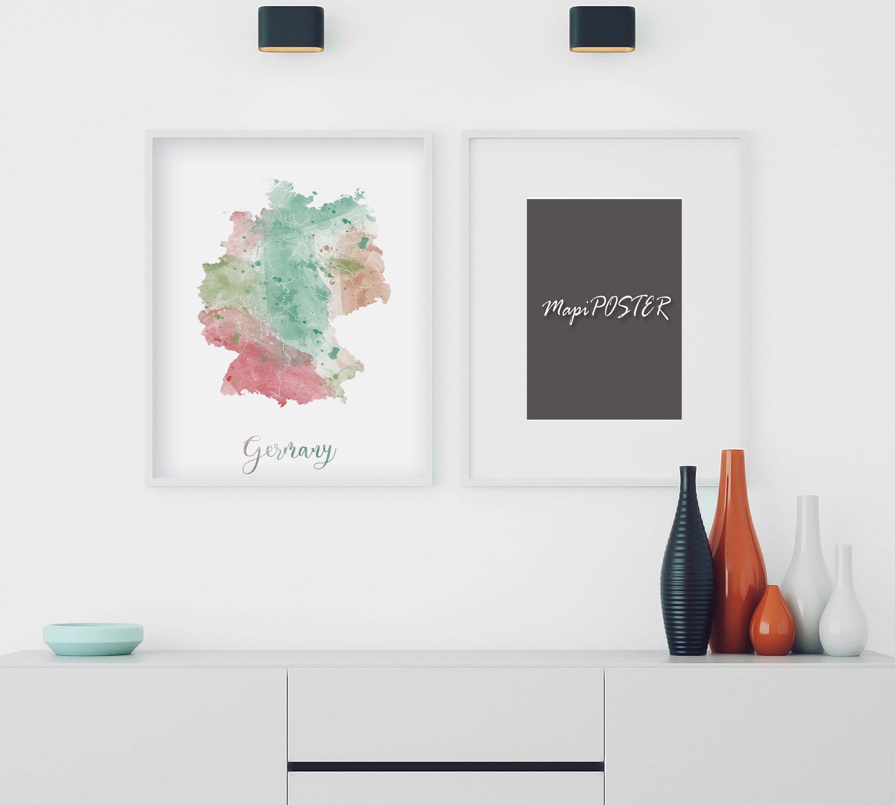 DEUTSCHLAND Map Germany Map Watercolor Print Travel - Etsy