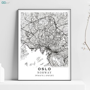 City Map of OSLO - Home Decor - Wall Decor - Office Map - Travel Map ...