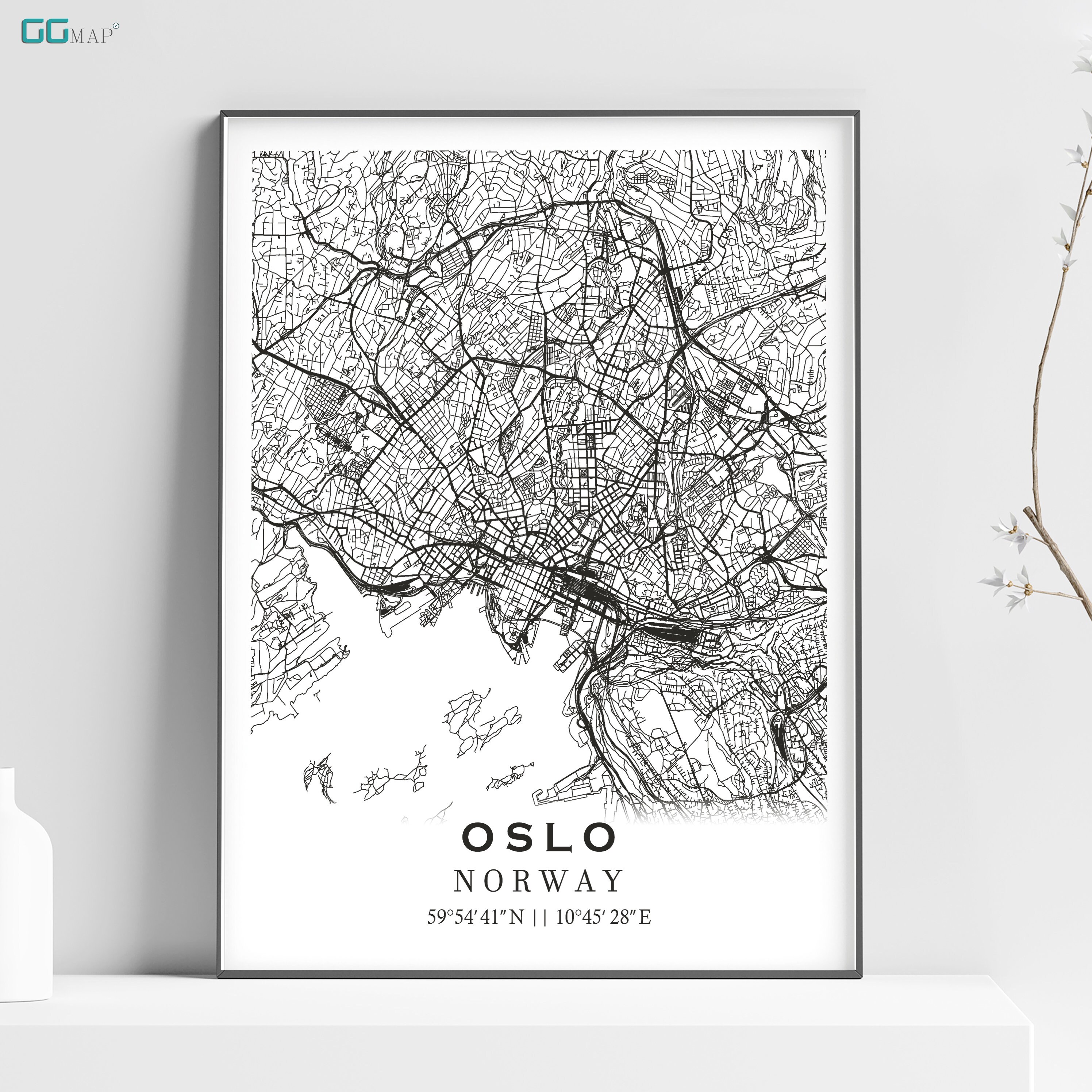 City Map of OSLO Home Decor Wall Decor Office Map Travel Map Print Map ...