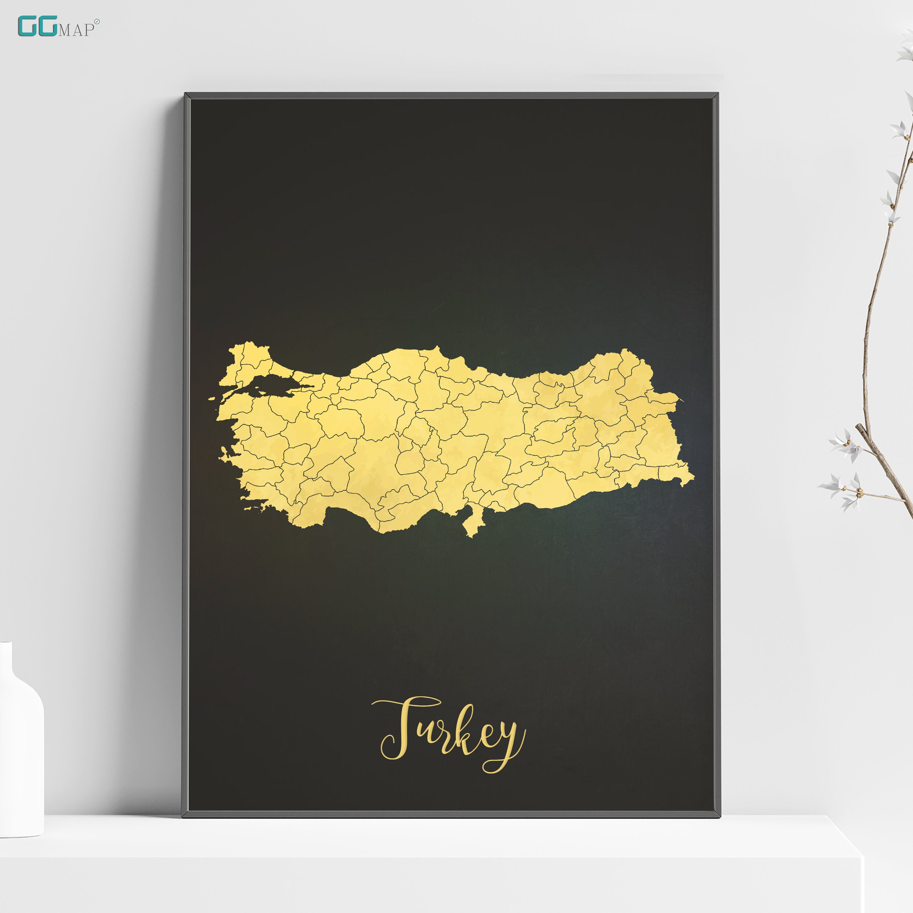 TURKEY map Turkey gold map Travel poster Home Decor | Etsy