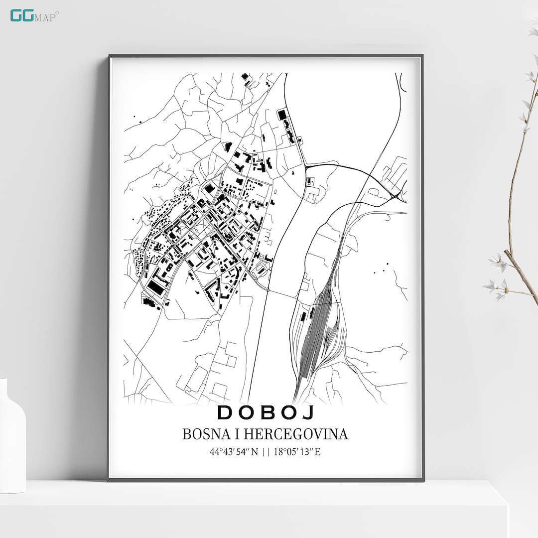 City Map of DOBOJ - Classic Map - Wall Decor - Office Map - Travel Map ...