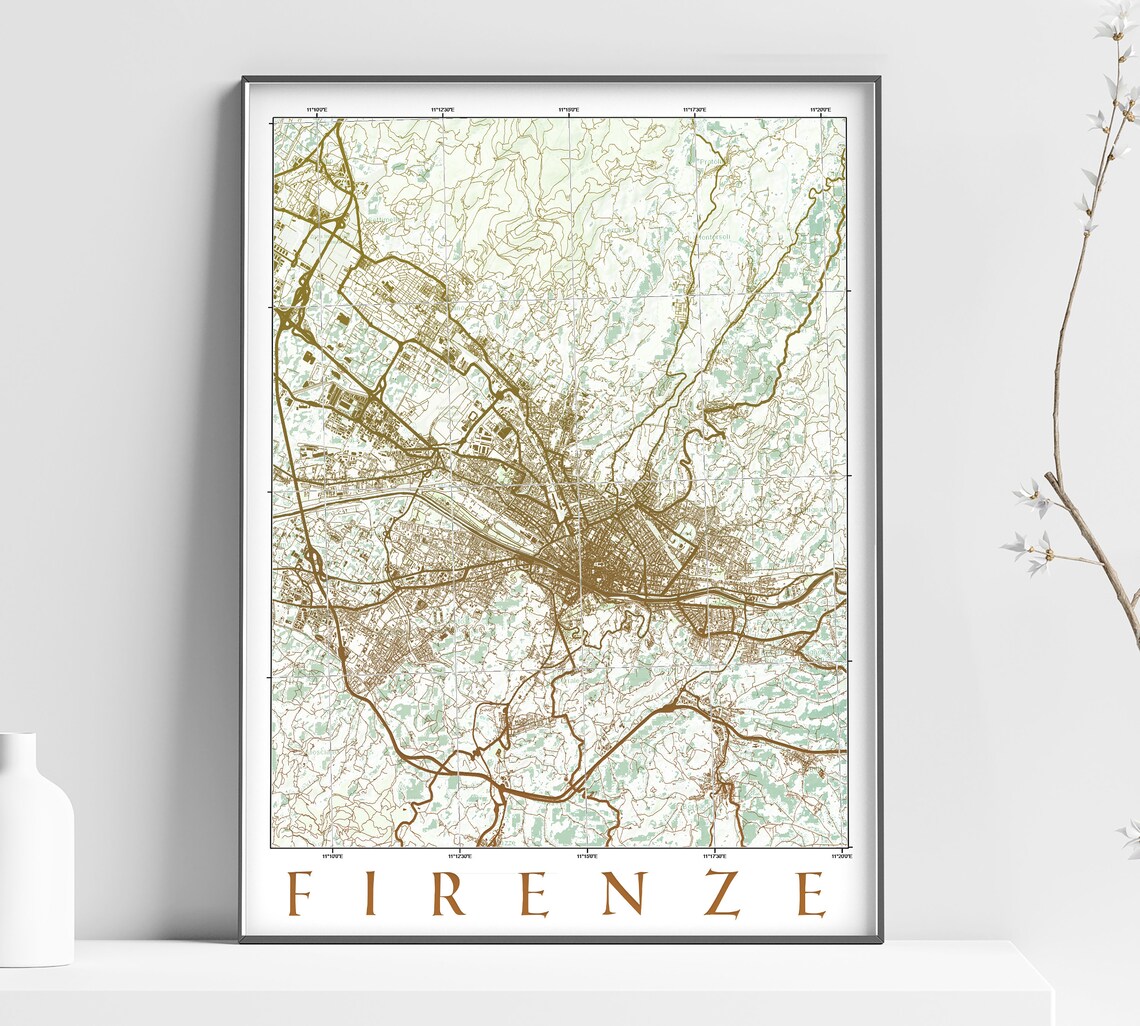 VINTAGE Map of FIRENZE Florence Italia Italy Home - Etsy