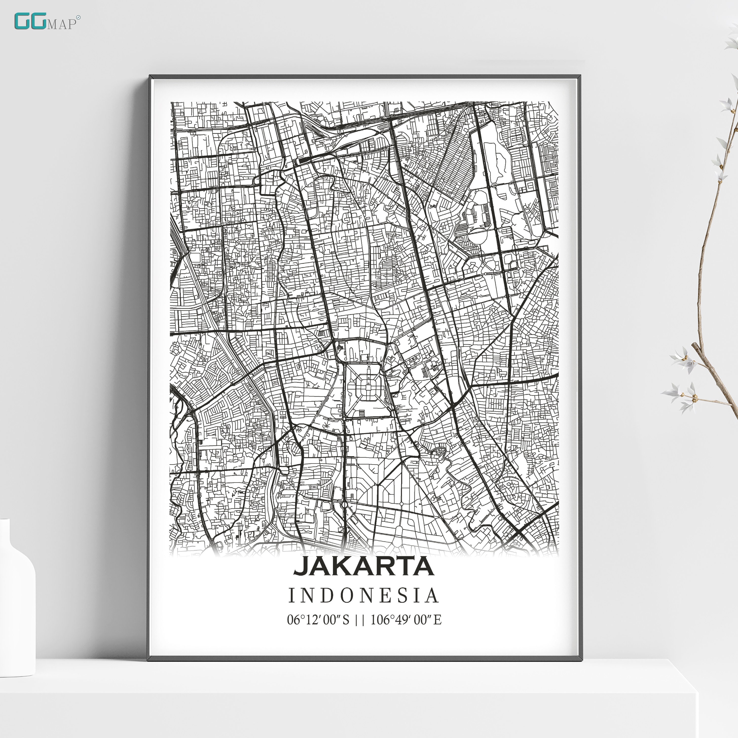 City Map of JAKARTA Home Decor Wall Decor Office Map travel Map Print ...