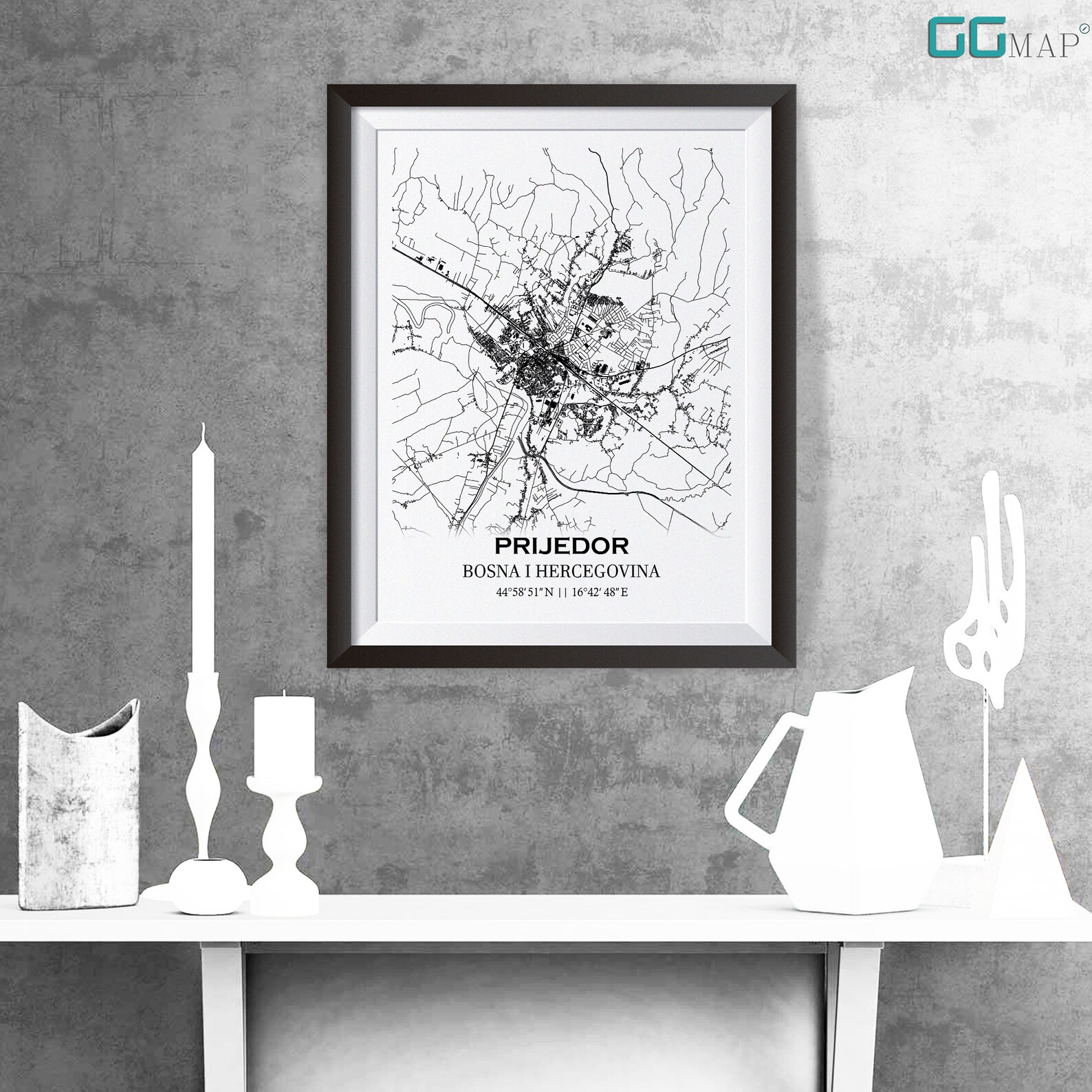 City Map of PRIJEDOR Home Decor Wall Decor Office Map - Etsy