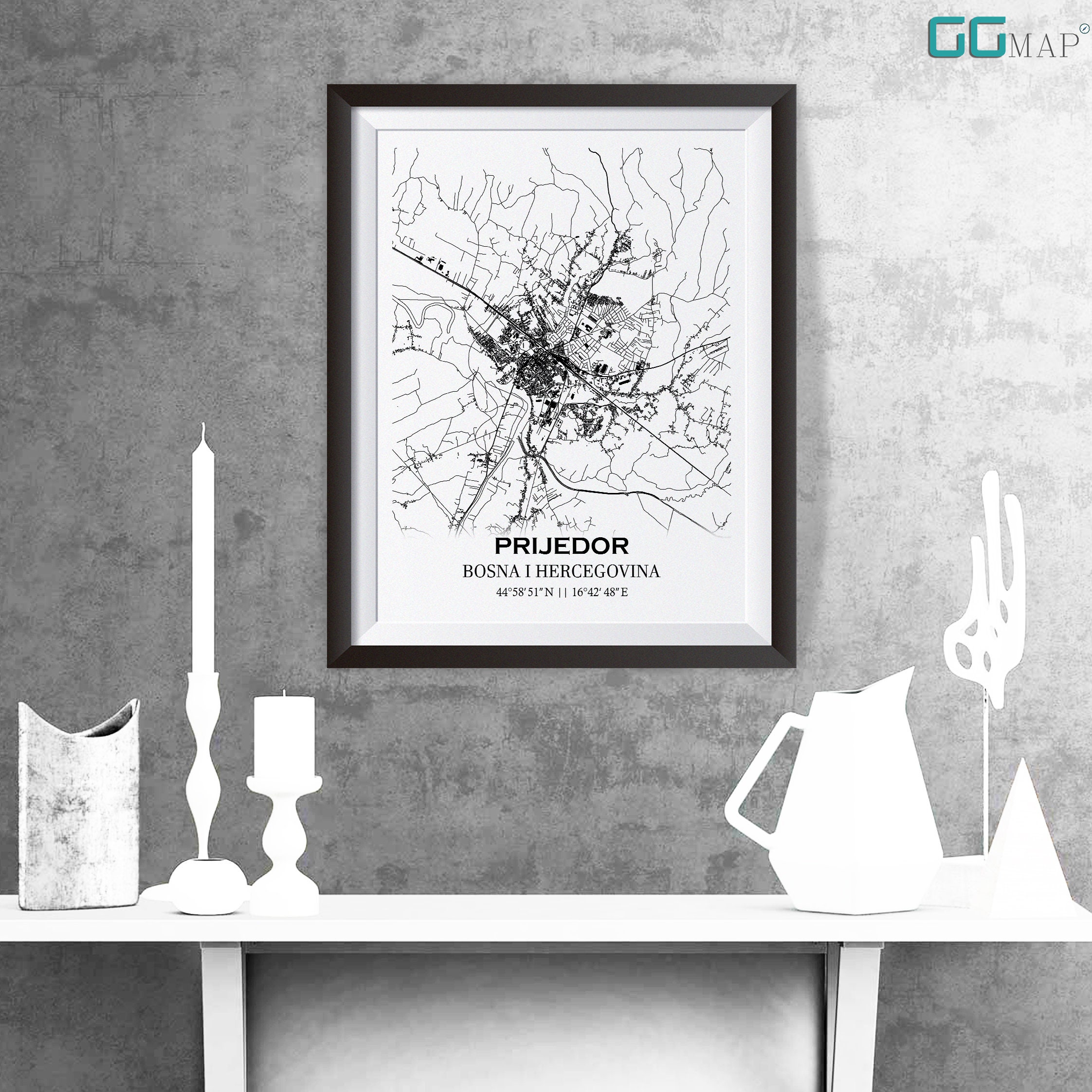 City Map of PRIJEDOR Home Decor Wall Decor Office Map - Etsy