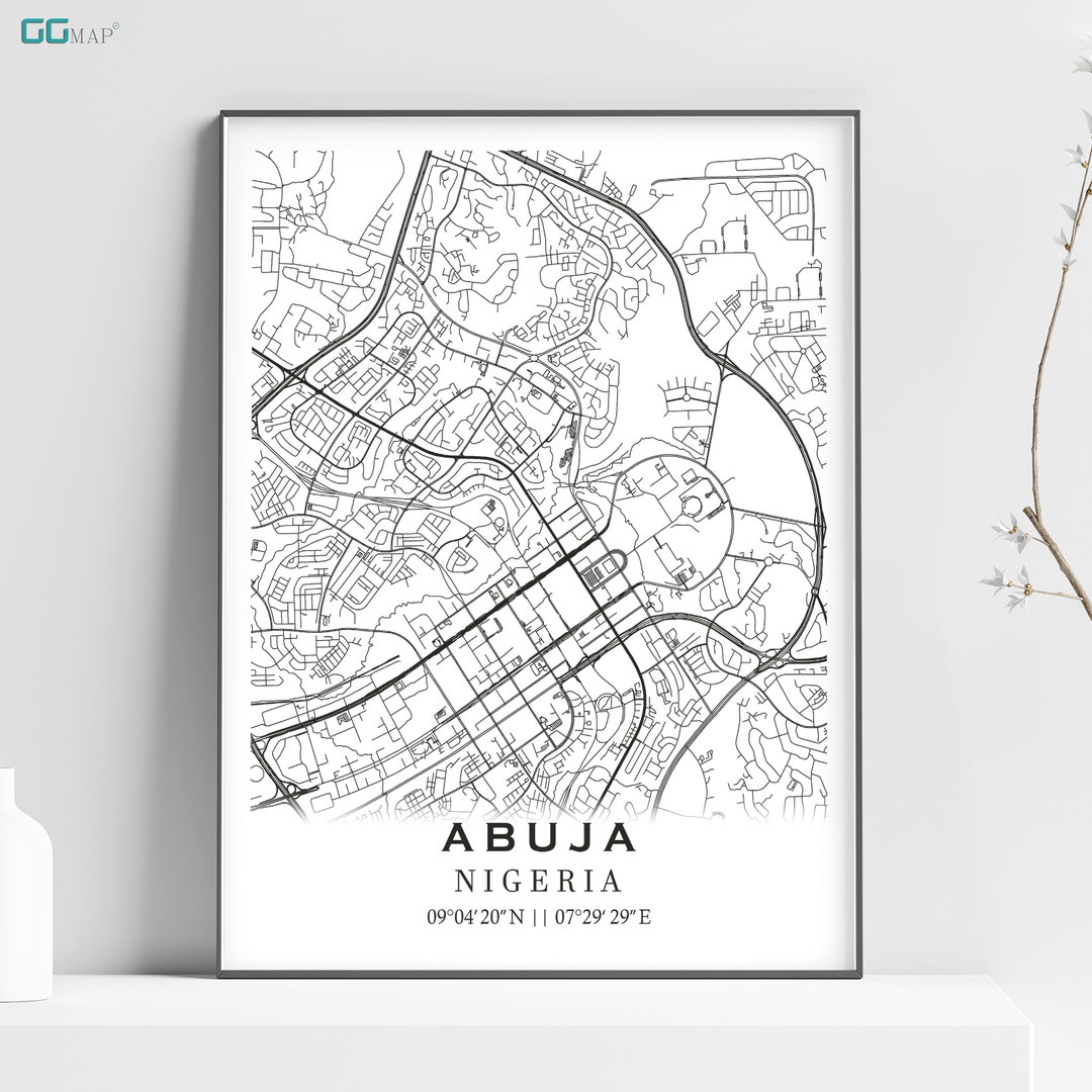 City Map of ABUJA - Home Decor - Wall Decor - Office Map - Travel Map ...