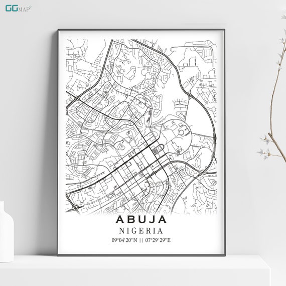 City Map of ABUJA Home Decor Wall Decor Office Map | Etsy