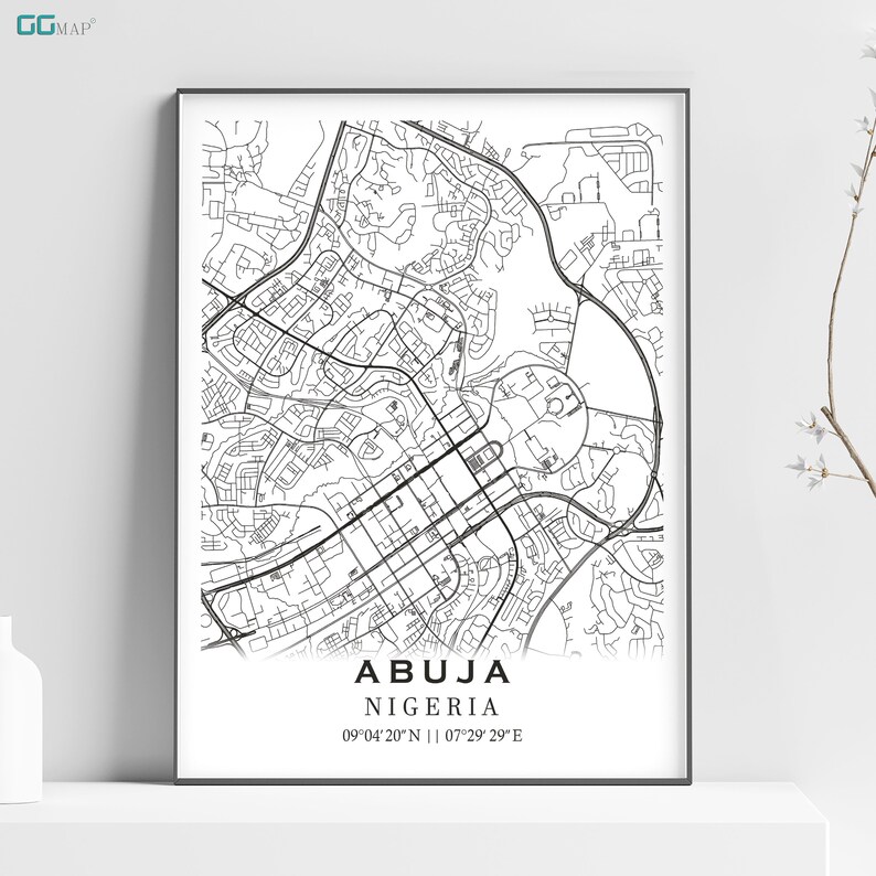 City Map of ABUJA Home Decor Wall Decor Office Map Travel Map Print Map ...