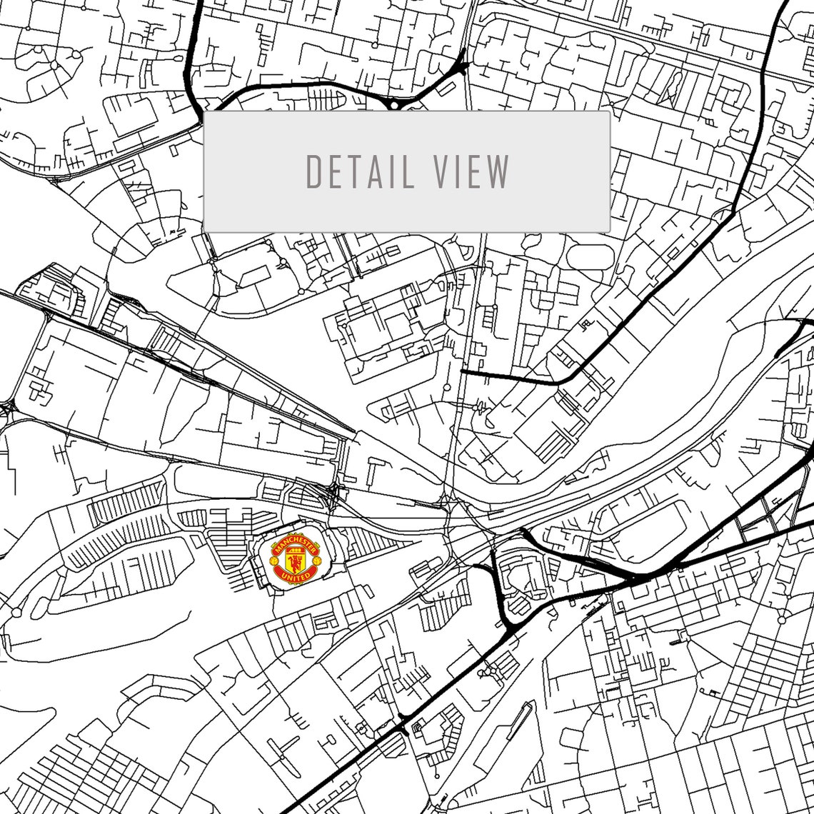 City Map of MANCHESTER Old Trafford Stadium Home Decor Old - Etsy