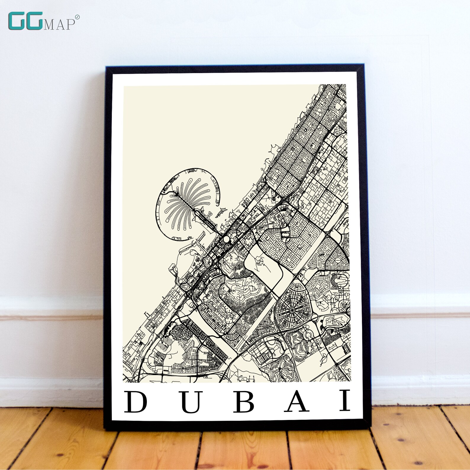 City map of DUBAI Dubai Open white map Home Decor Travel | Etsy