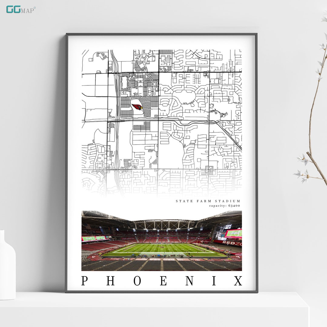 City Map of PHOENIX State Farm Stadium Home Decor Phoenix - Etsy