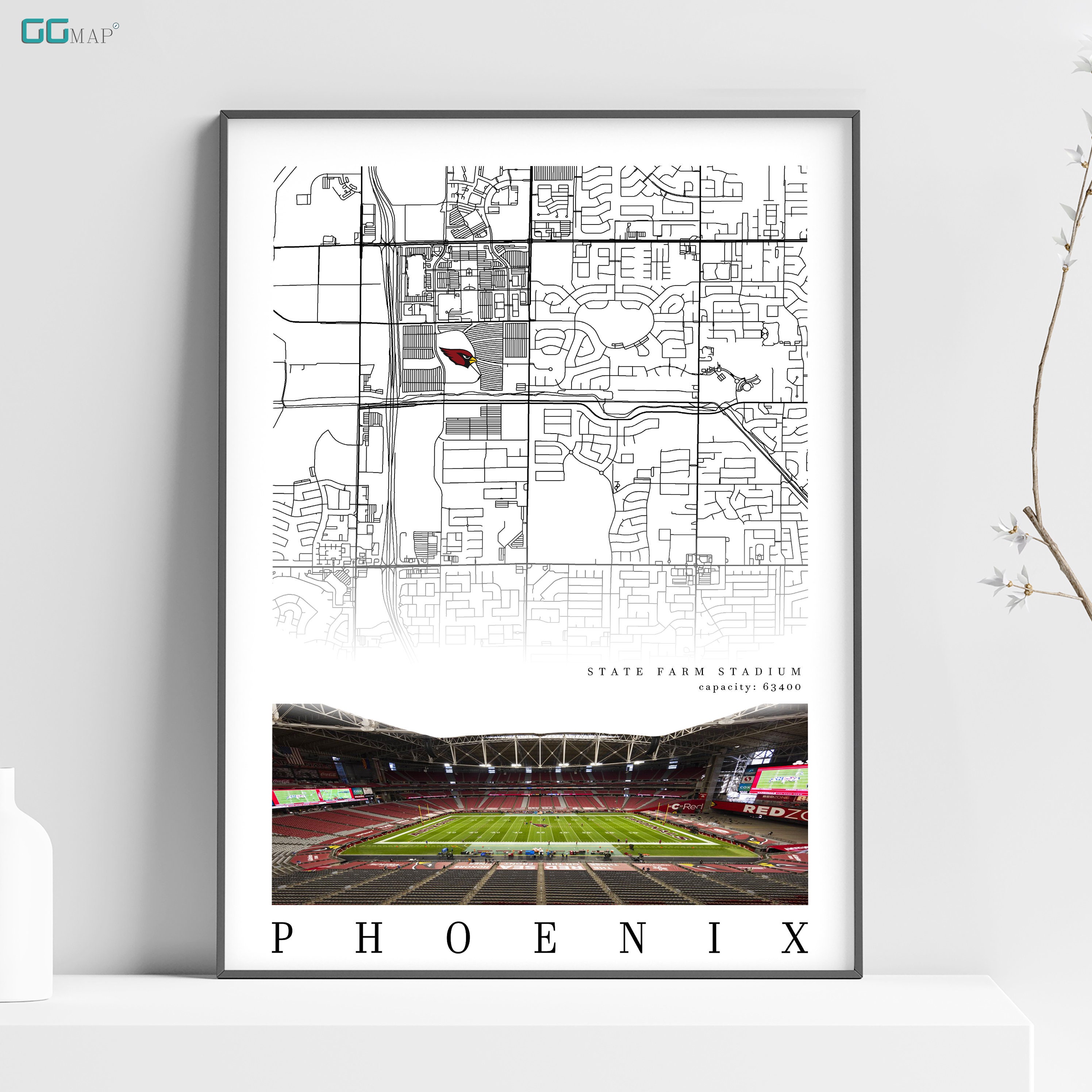 City Map of PHOENIX State Farm Stadium Home Decor Phoenix State Farm ...
