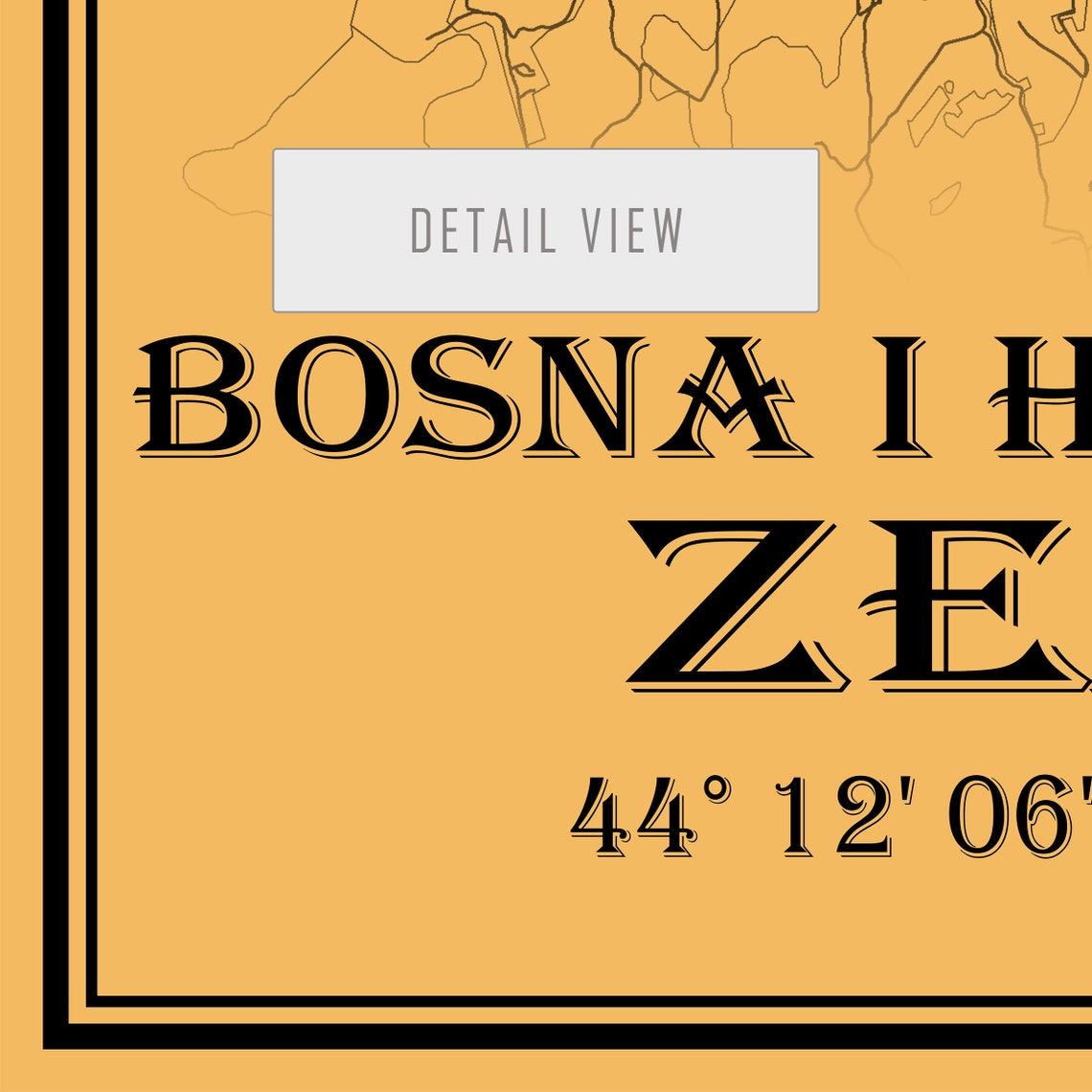 City Map of ZENICA Home Decor Office Map Travel Map - Etsy