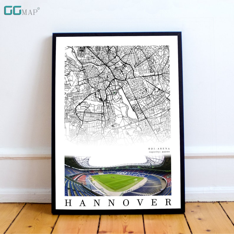 City Map of HANNOVER HDI Arena Stadion Home Decor HDI - Etsy