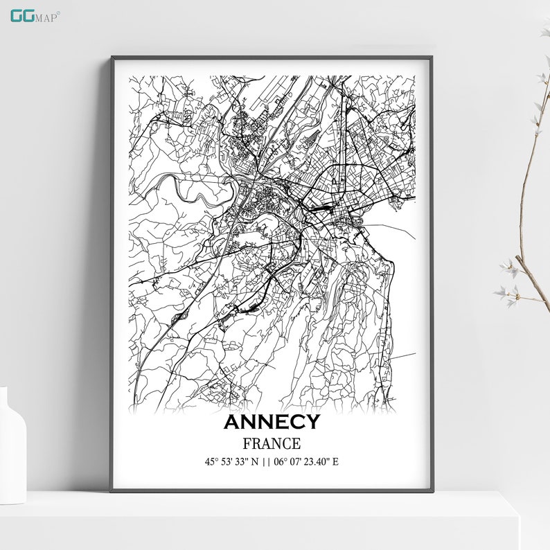Map of ANNECY, France Home Decor Wall Decor Office Map Travel Map Print ...