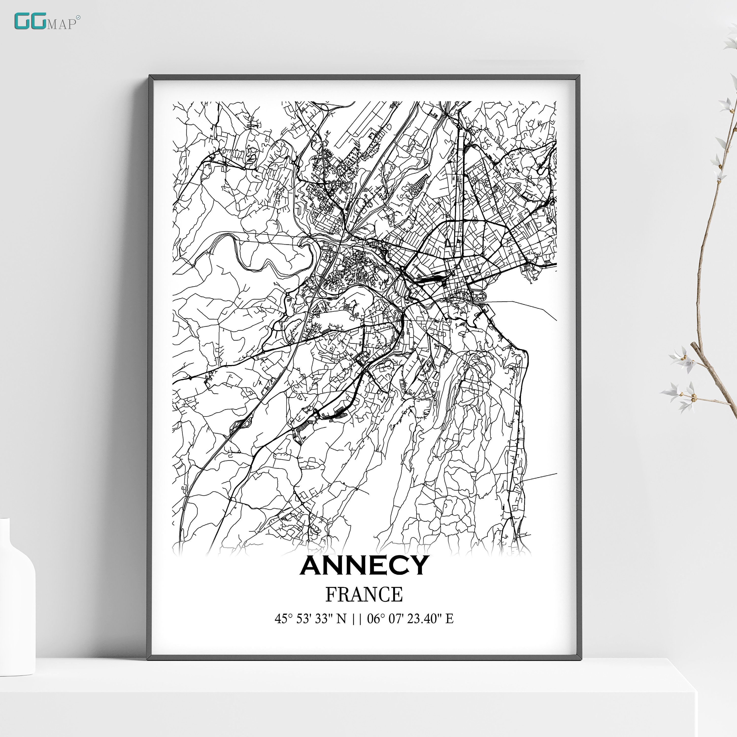 Map of ANNECY, France Home Decor Wall Decor Office Map Travel Map Print ...
