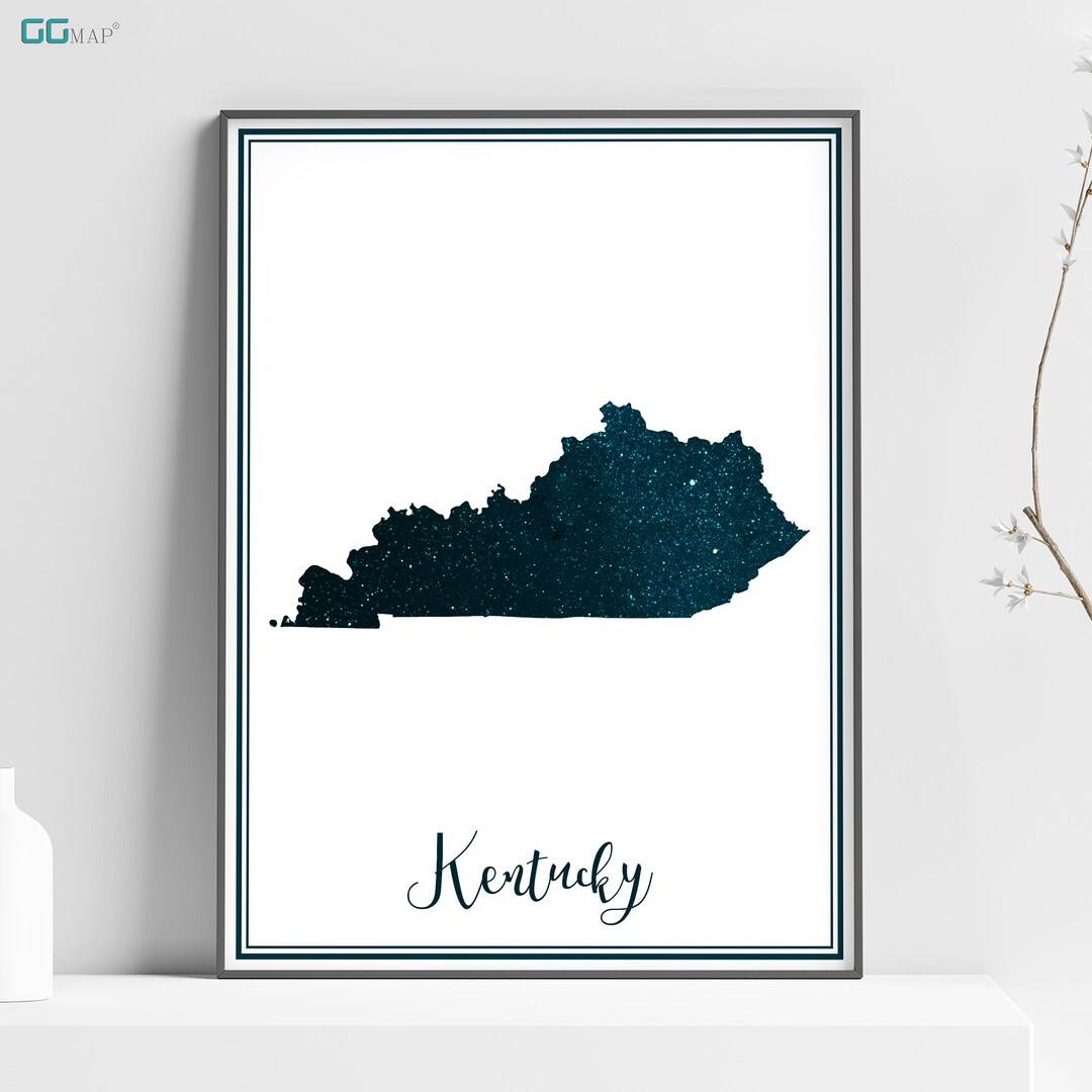 KENTUCKY Map Kentucky Stars Map Kentucky Travel Poster Home Decor Wall ...