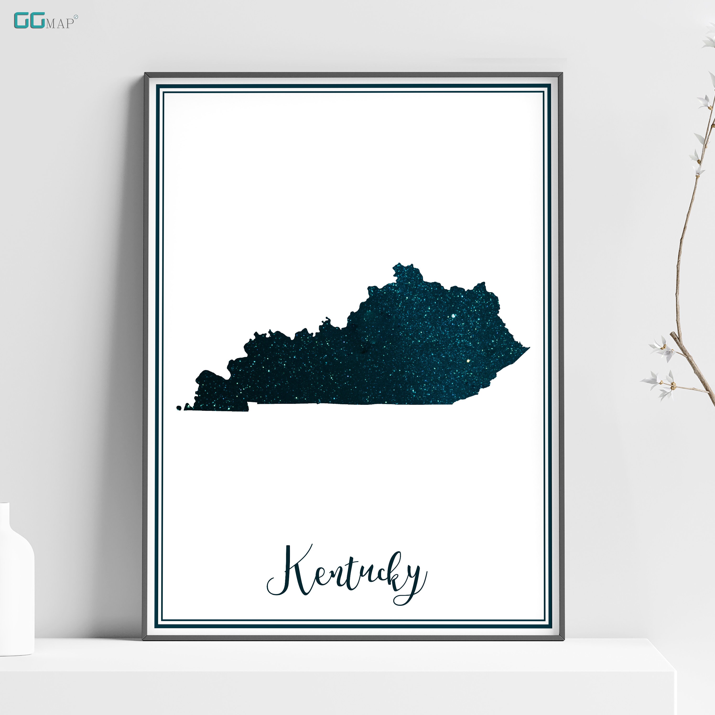 KENTUCKY Map Kentucky Stars Map Kentucky Travel Poster Home Decor Wall ...