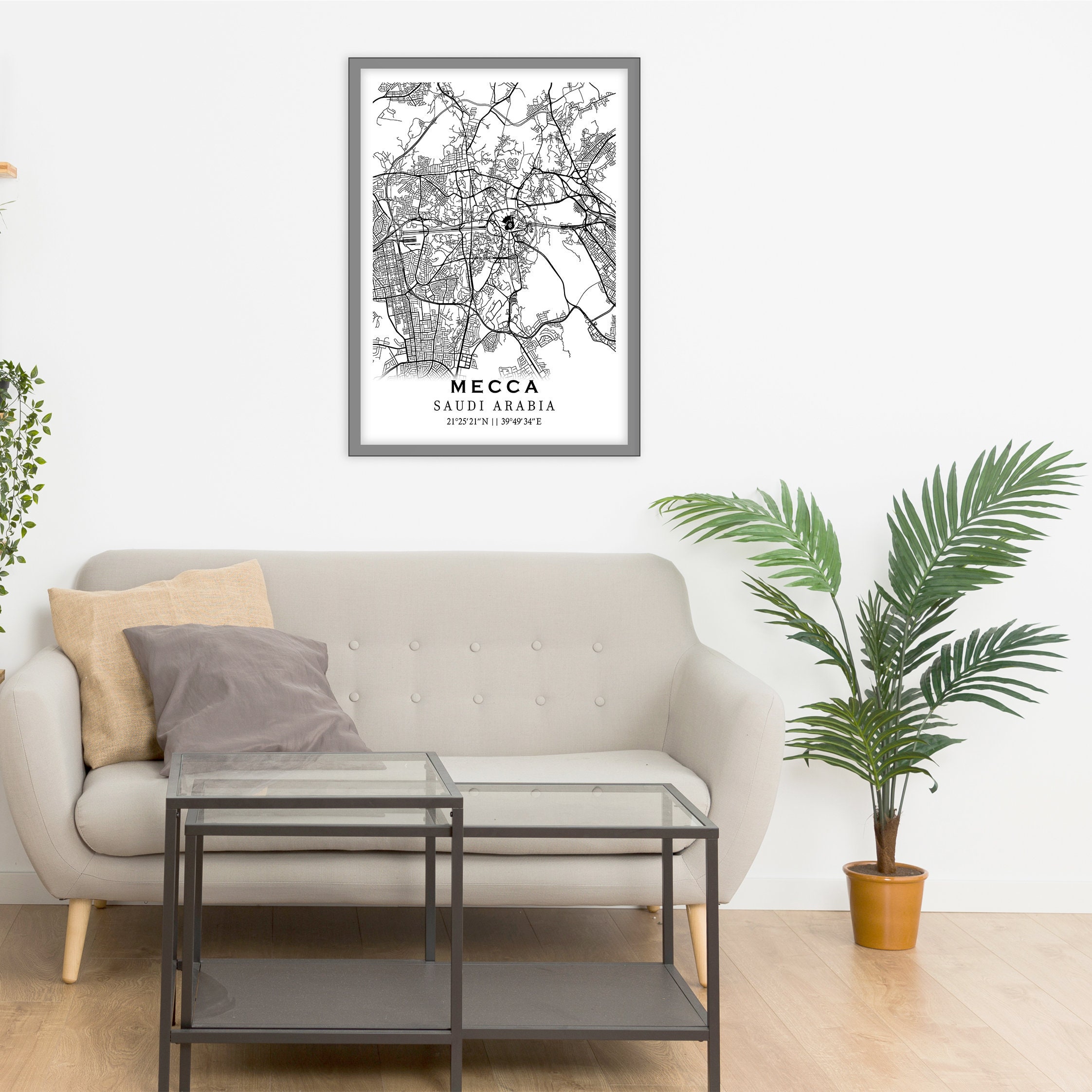 City Map of MECCA Mecca Classic Map Home Decor Travel Map Print Map ...