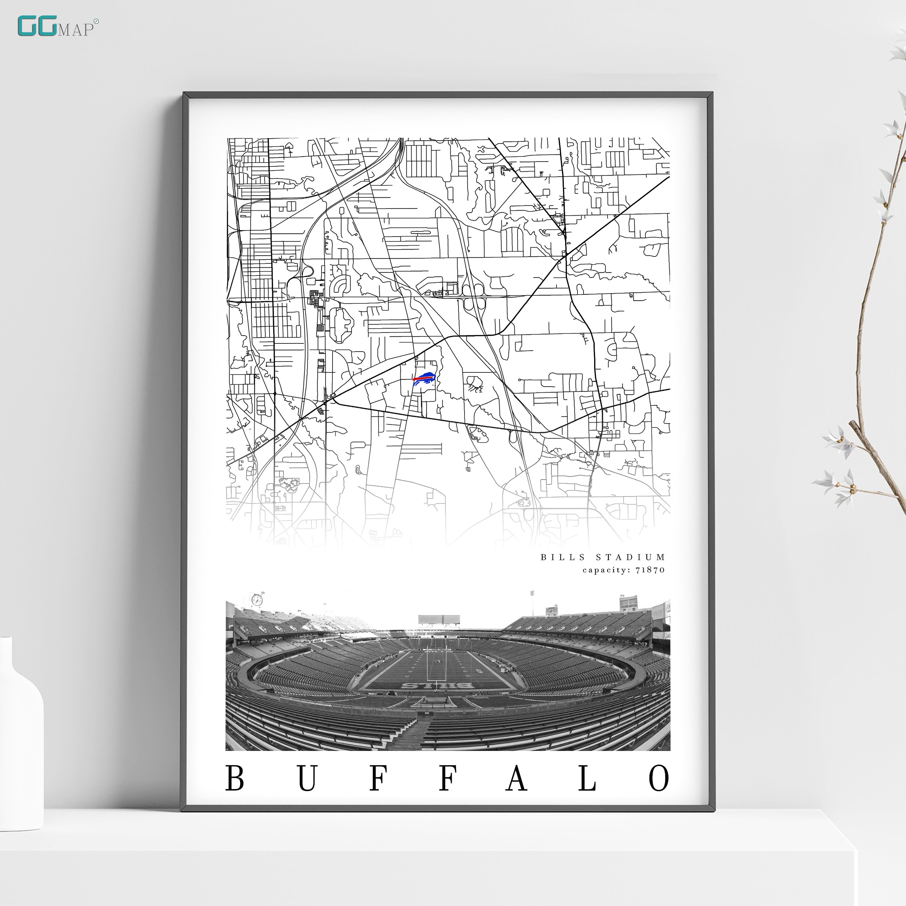 City Map of BUFFALO Bills Stadium Home Decor Buffalo Bills Bills ...