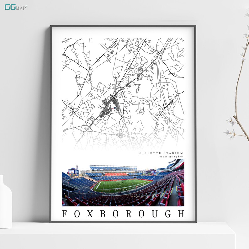 City Map of FOXBOROUGH Gillette Stadium New England - Etsy