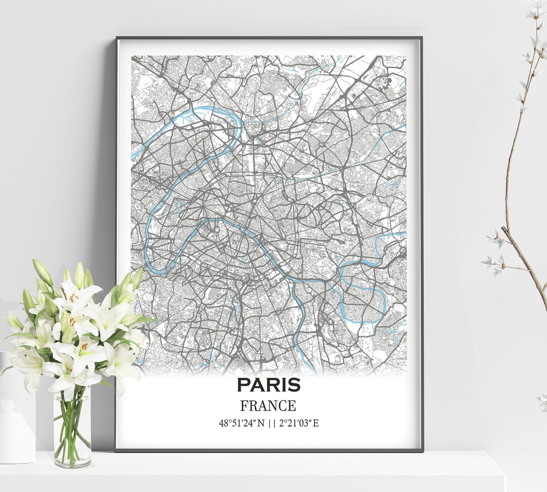 Map of PARIS, France - Paris Home Decor - Paris Wall Decor - Paris ...