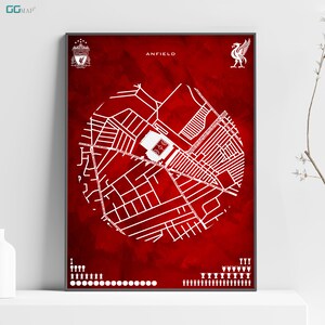 Map of ANFIELD - City Map of LIVERPOOL - Anfield Stadium - Home Decor ...