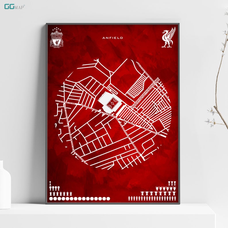 Map of ANFIELD City Map of LIVERPOOL Anfield Stadium - Etsy