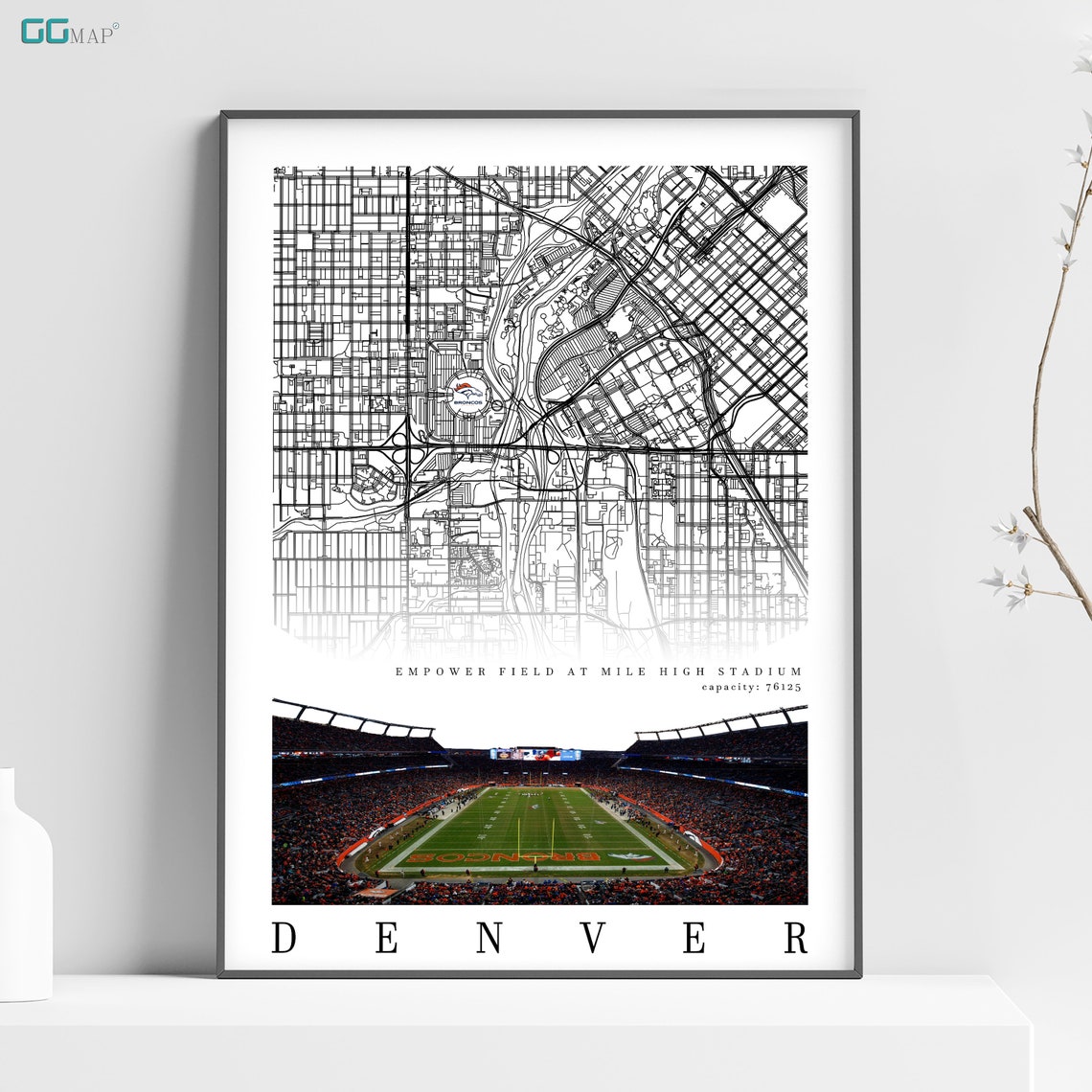 City Map of DENVER Empower Field Stadium Home Decor Denver - Etsy