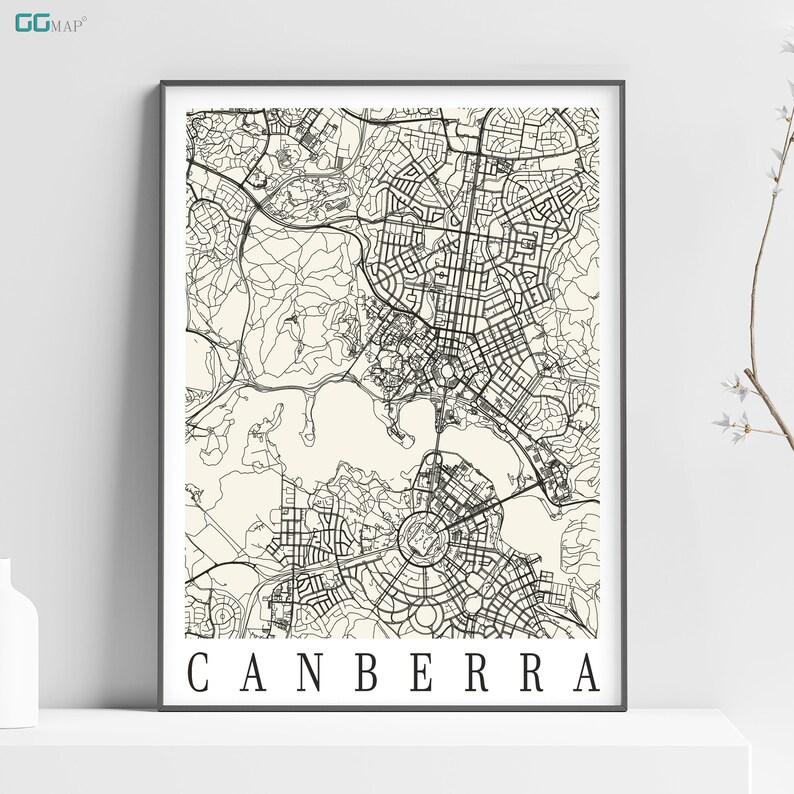 City Map of CANBERRA Home Decor Wall Decor Office Map Travel Map Print ...