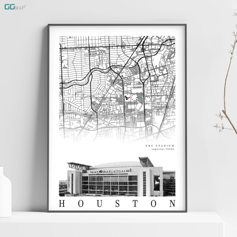 City Map of HOUSTON NRG Stadium Home Decor Houston - Etsy