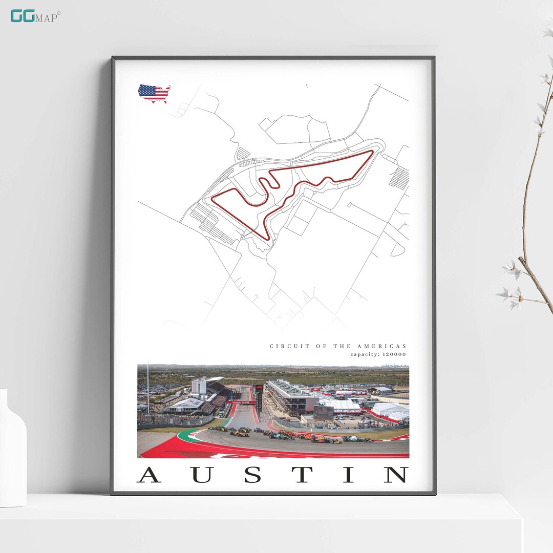City Map of AUSTIN - Circuit of the Americas - Home Decor Austin - Wall ...