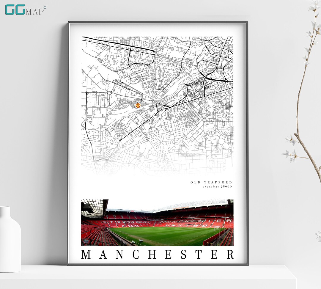 City Map of MANCHESTER - Old Trafford Stadium - Home Decor Old Trafford ...
