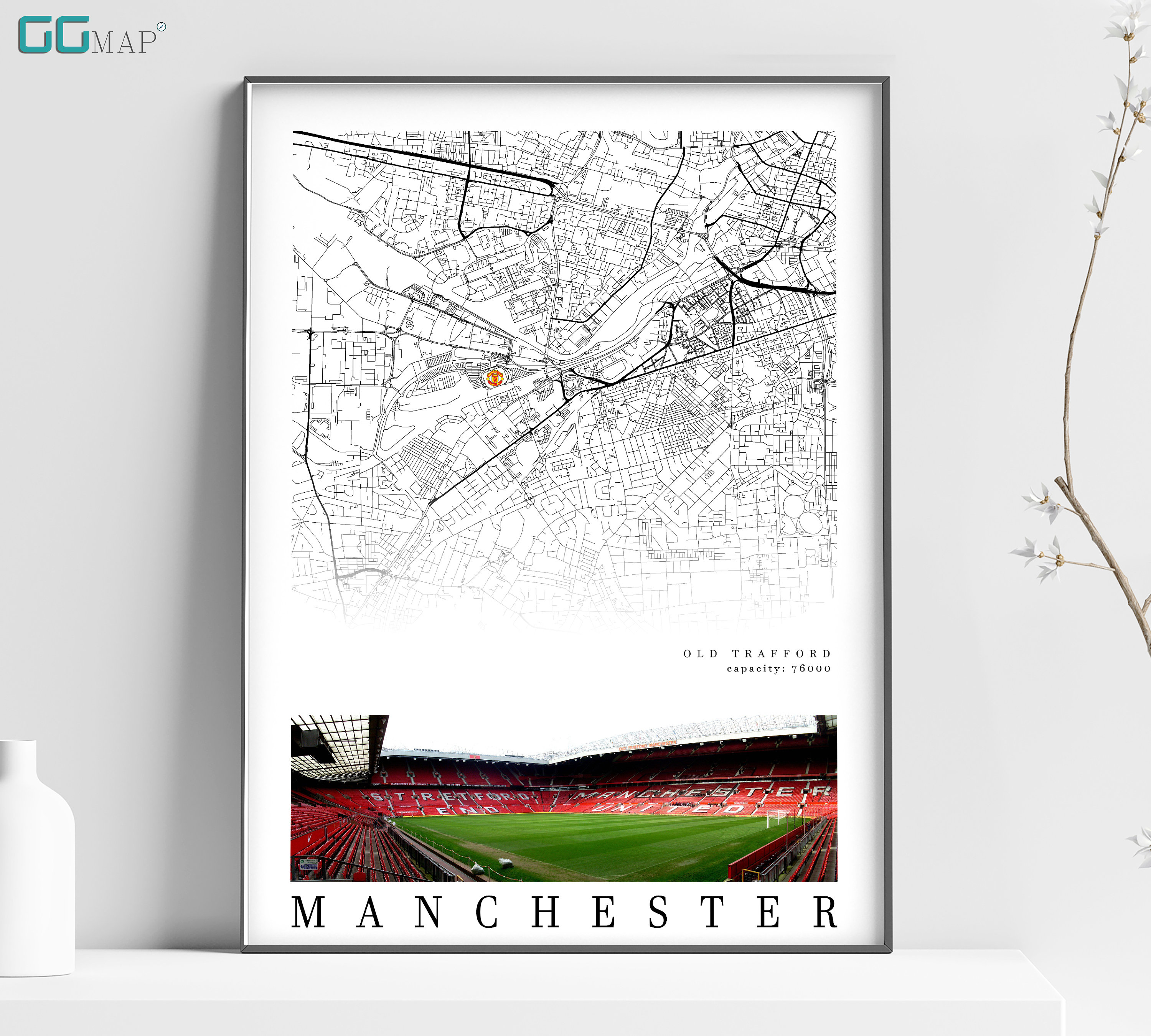 City Map of MANCHESTER Old Trafford Stadium Home Decor Old Trafford ...