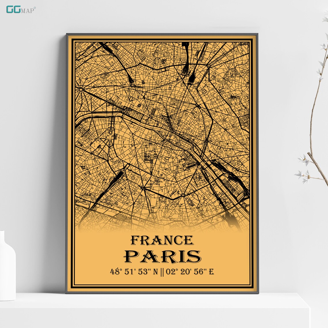 City Map of PARIS Home Decor Office Map Travel Map Print Map Medallion ...