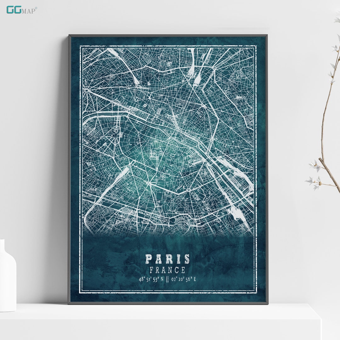 City Map of PARIS Home Decor Wall Decor Office Map Travel Map Print Map ...