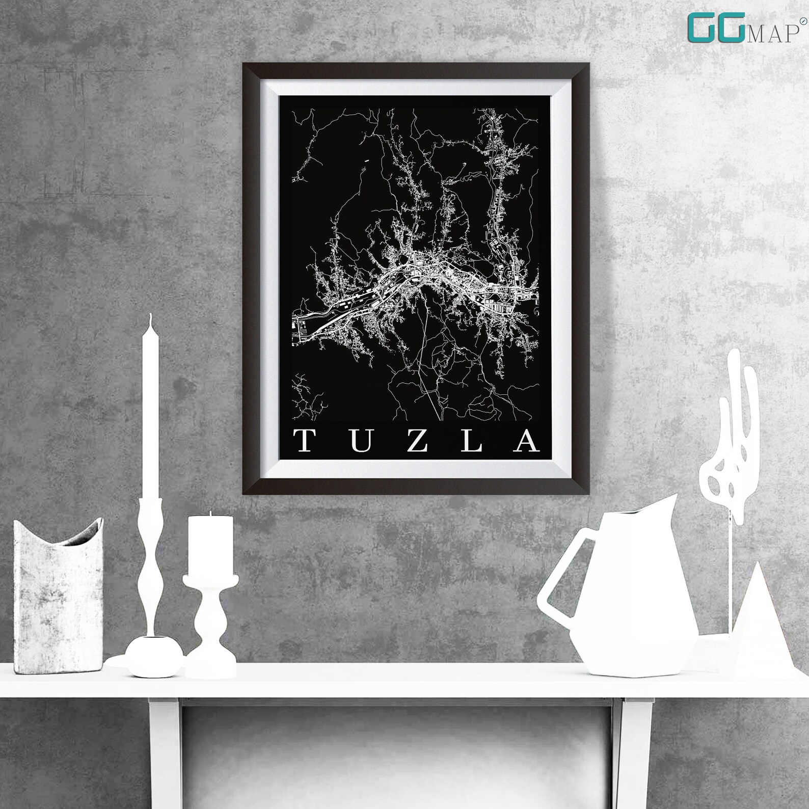City Map of TUZLA Home Decor Wall Decor Office Map Travel Map Print Map ...