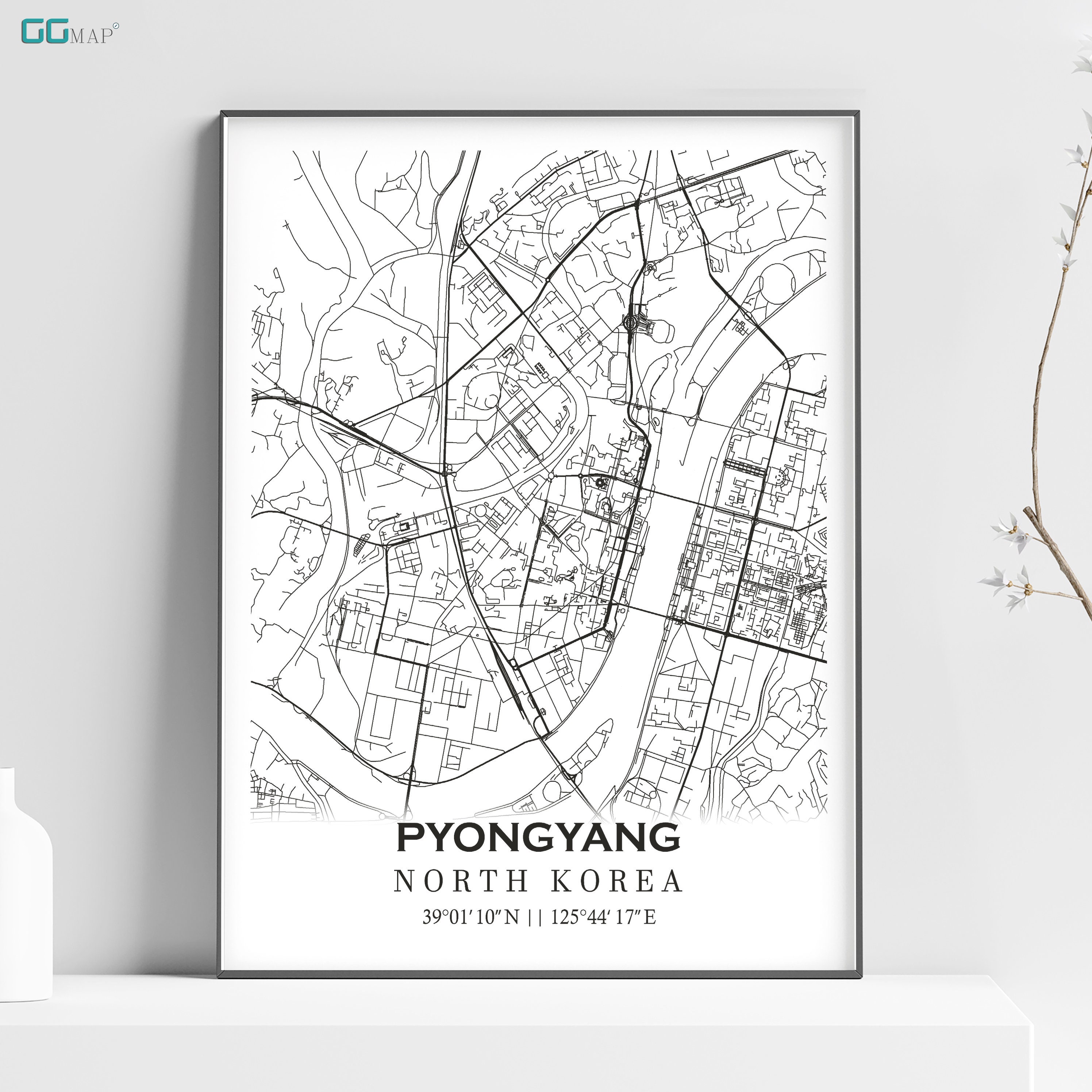 City Map of PYONGYANG home Decor wall Decor office Map travel Map print ...