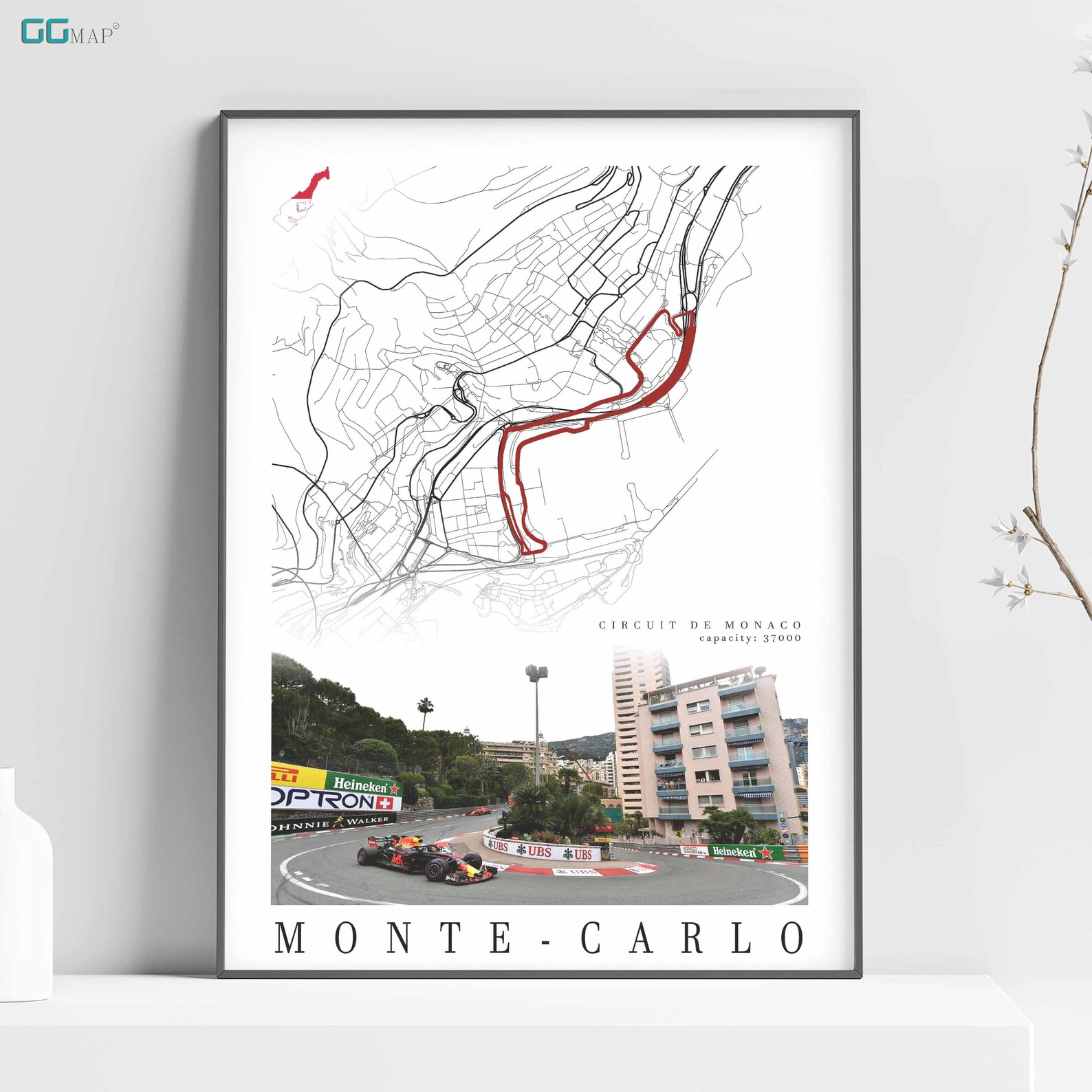 City Map of Monaco Monaco Circuit Map Circuit De Monaco F1 Circuit Gift ...